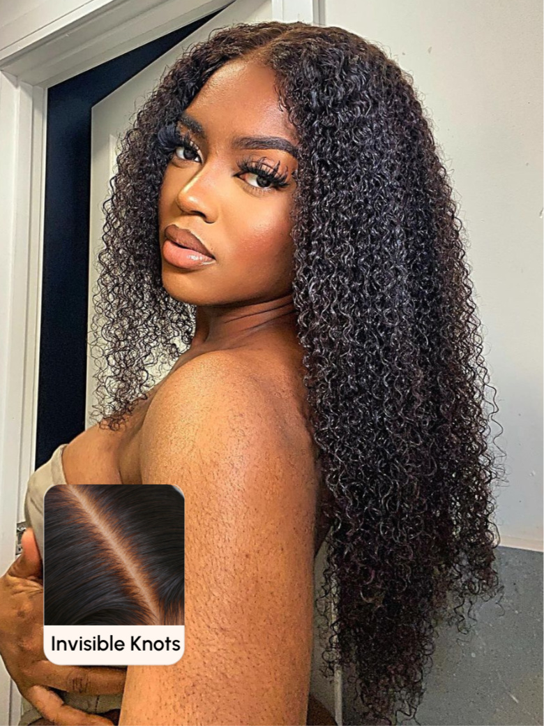 UNice Bye Bye Knots Wig 7x5 Glueless Lace Black Kinky Curly Wig With ...